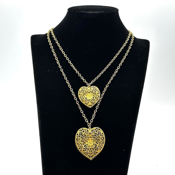 Miriam Haskell | Jewelry | Vintage 95s Miriam Haskell Double Heart ...